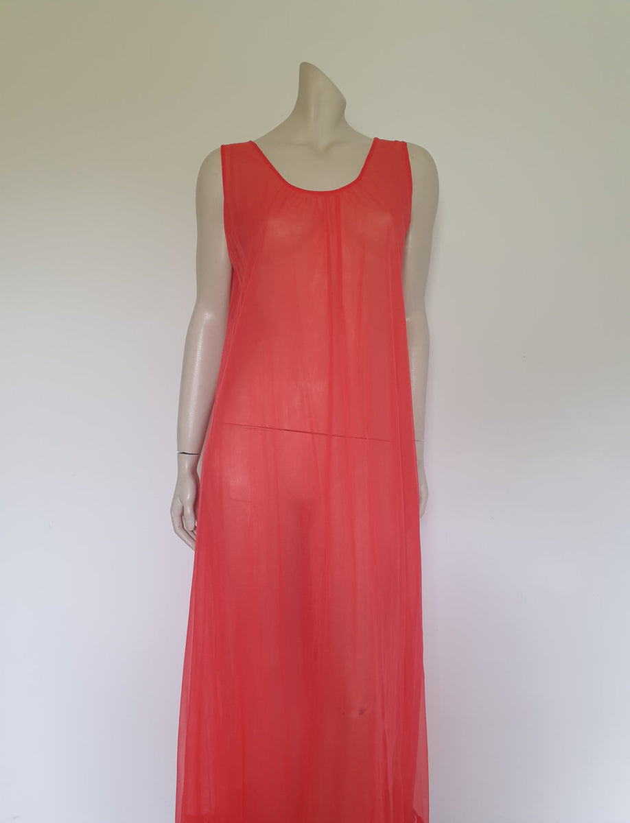 1960s Sheer Red Peignoir and Nightgown Set - M – Louisa Amelia Jane Vintage