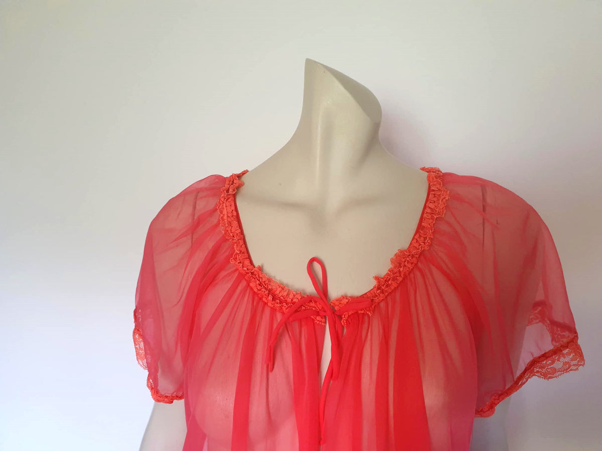 1960s Sheer Short Red Robe - M – Louisa Amelia Jane Vintage