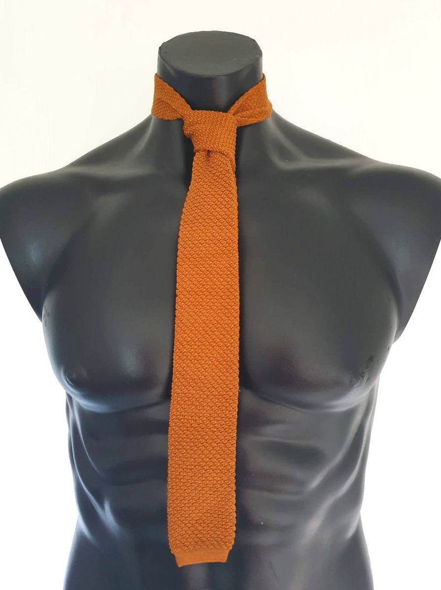 1960s Knitted Tan Tie With Square Blade – Louisa Amelia Jane Vintage
