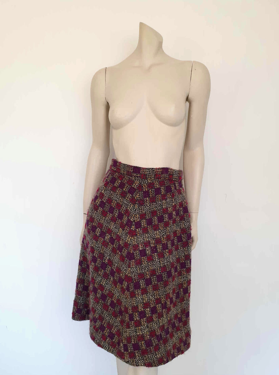 1960s Jaeger Wine Checkered Chunky Wool Skirt - M – Louisa Amelia Jane ...
