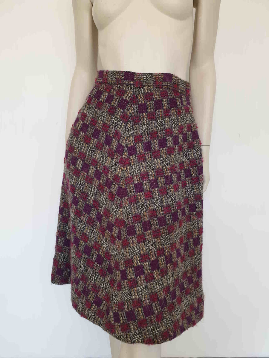1960s Jaeger Wine Checkered Chunky Wool Skirt - M – Louisa Amelia Jane ...