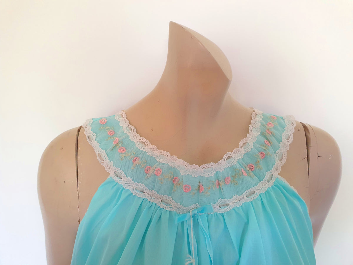 NOS 1960s Aqua Babydoll Pyjamas by AP - M – Louisa Amelia Jane Vintage
