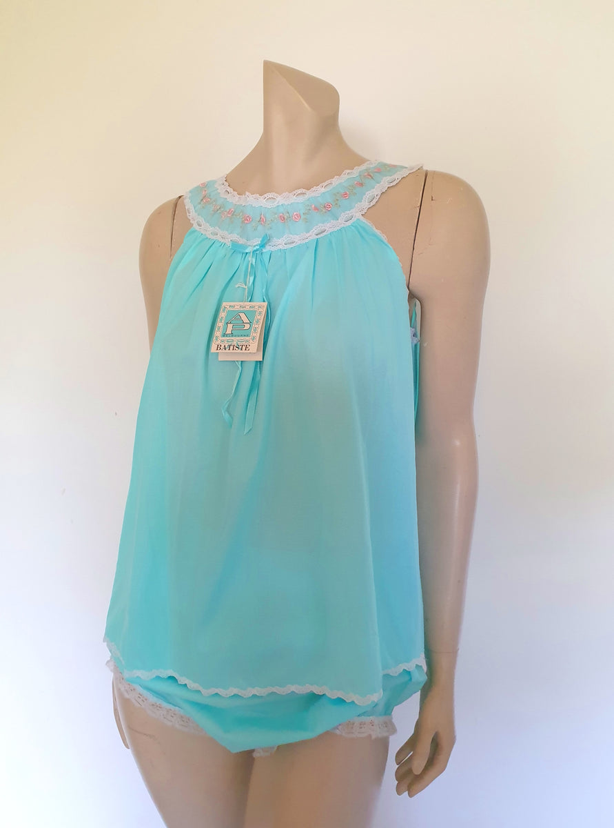 NOS 1960s Aqua Babydoll Pyjamas by AP - M – Louisa Amelia Jane Vintage