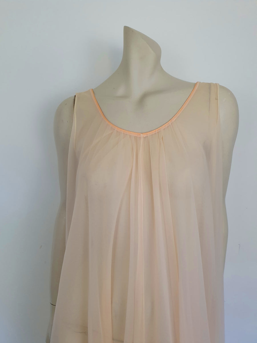 Sheer Pale Peach Nightgown With Deep Lace Border - M – Louisa Amelia ...