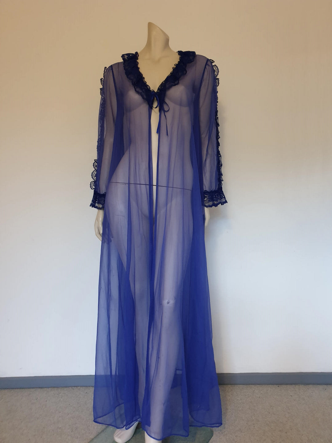 Sheer Royal Blue Peignoir, Negligee, by Fredericks of Hollywood - M ...